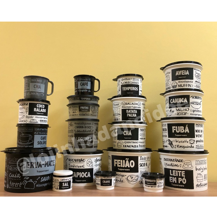 Tupperware Mantimentos Temperos PB Preto e Branco Diversos Tamanhos ...