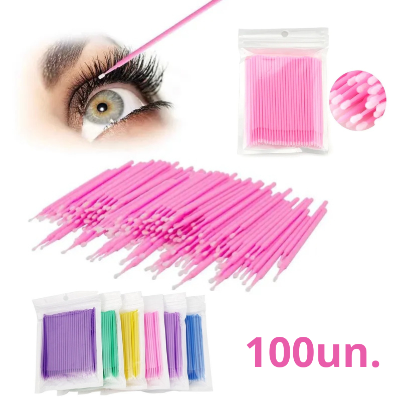 Microbrush Cotonete Alongamento Fio A Fio Cílios Kit 100 unidades | Shopee Brasil