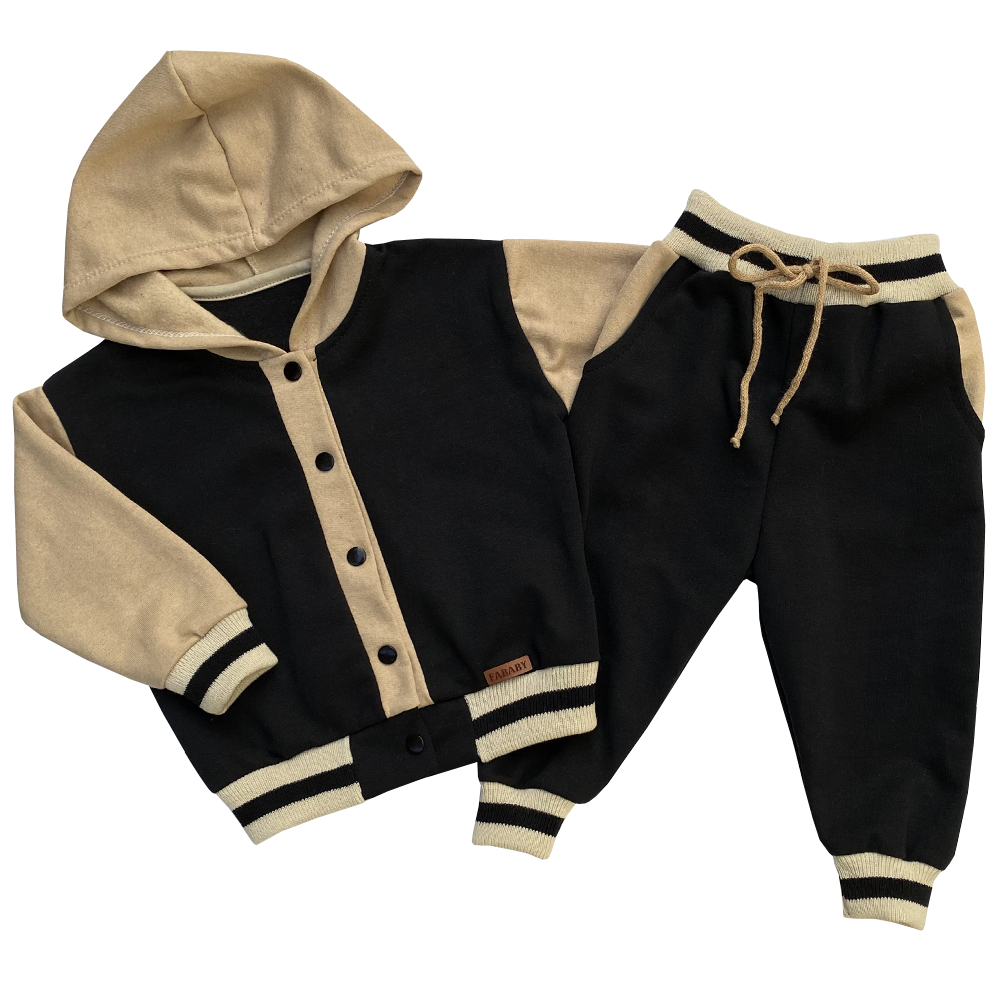 Conjunto de Bebê Moletinho com Capuz 2 Cores 3 a 12 Meses FA BABY ...