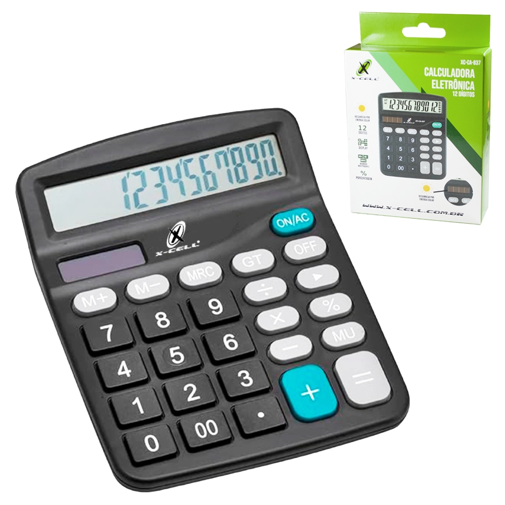 CALCULADORA ELETRONICA 12 DIGITOS A PILHA / SOLAR X-CELL 14,5X12CM ...