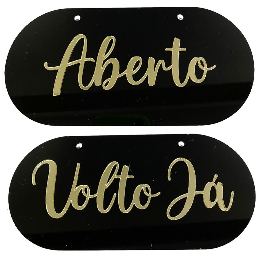 Placa Aberto - Volto Já em acrílico frente e verso Oval | Shopee Brasil