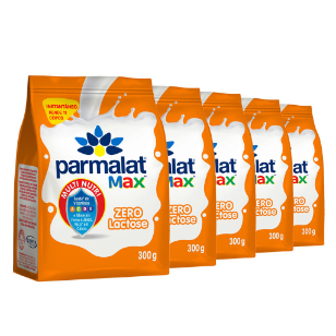 KIT 5 PACOTES LEITE EM PÓ ZERO LACTOSE PARMALAT MAX 300 G | Shopee Brasil