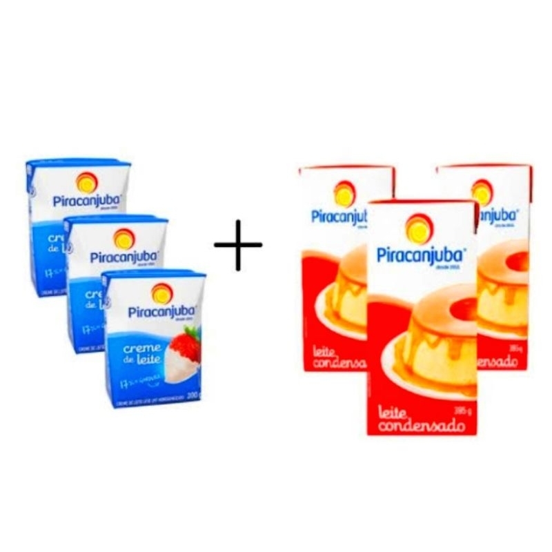 Kit Piracanjuba 3 Leite Condensado 395g + 3 Creme de Leite 200g | Shopee Brasil
