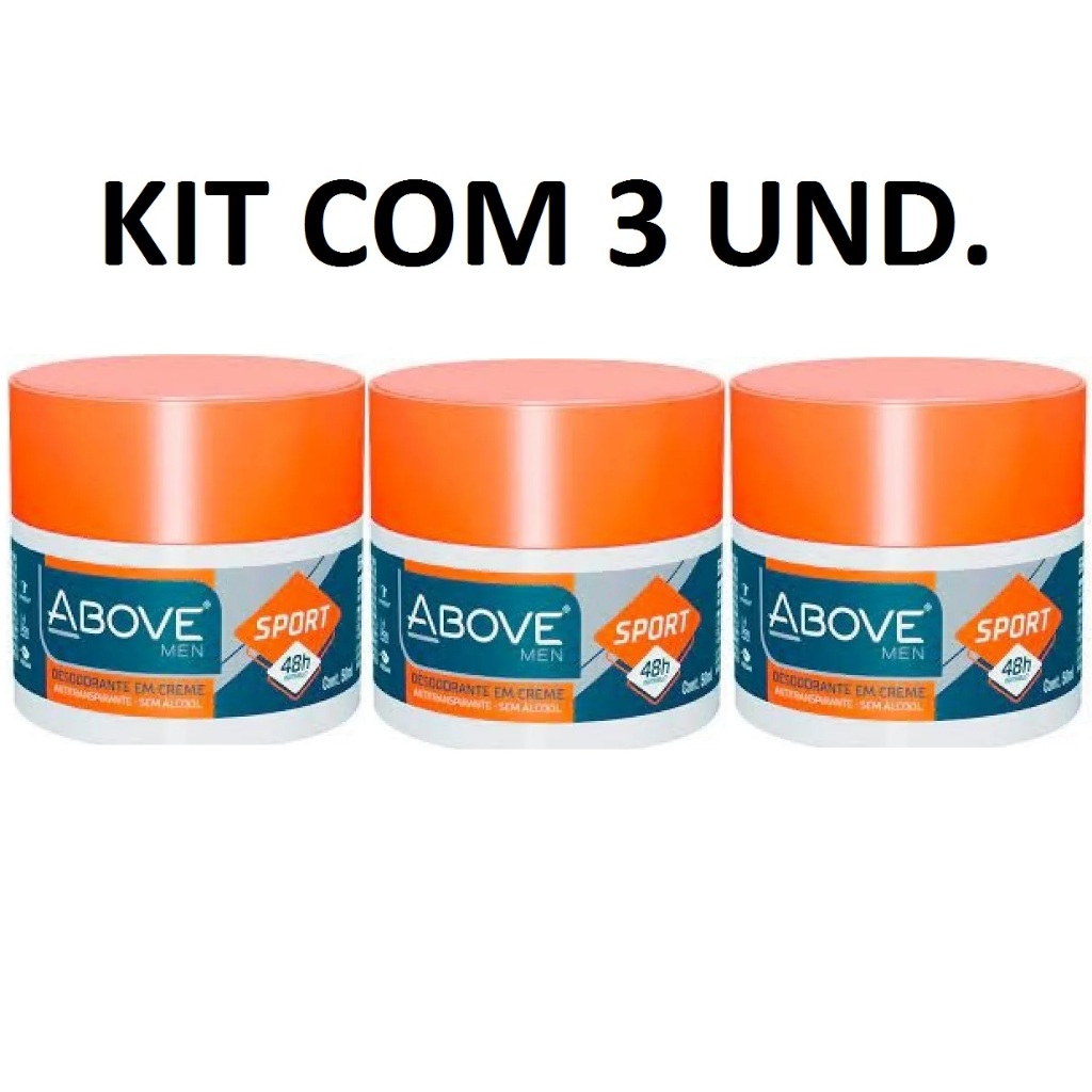 Kit 3 Desodorante Above Men Sport 50g | Shopee Brasil