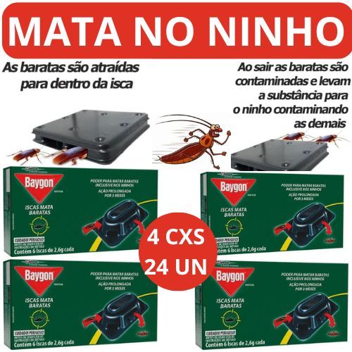 Kit Iscas Baygon Inseticida Mata Barata 6/12/24 Ação Prolongada Leva ...