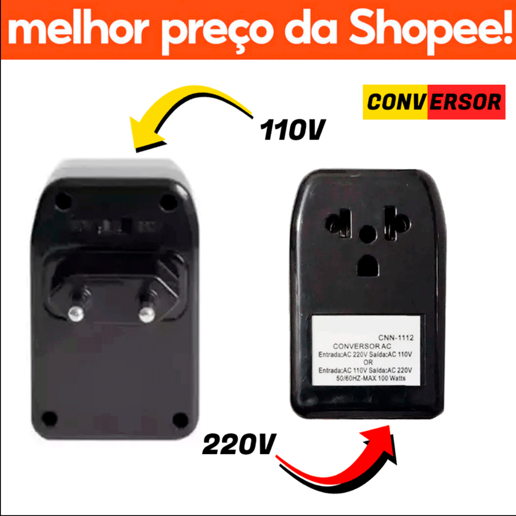 Conversor Transformador De Energia Voltagem Bivolt 110V Para 220V | Shopee Brasil