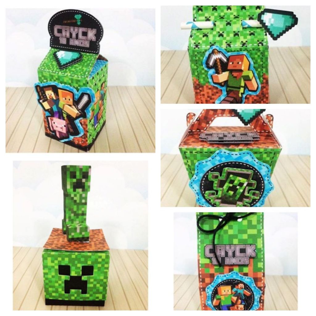 MINECRAFT CRAFT CAIXAS PERSONALIZADAS LEMBRANCINHAS | Shopee Brasil
