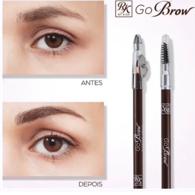 Lápis de madeira para Sobrancelhas Go Brow RK by Kiss - black Brown ...