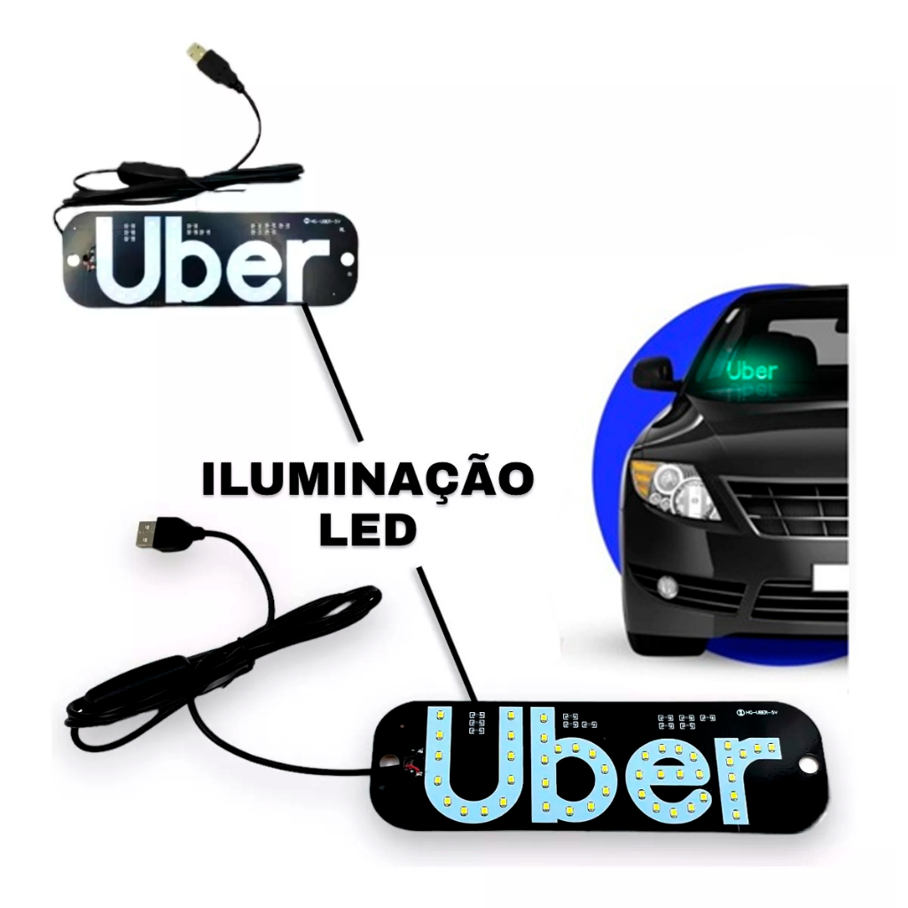 Placa Led Motorista Aplicativo Painel Letreiro Luminoso Vidro Para ...