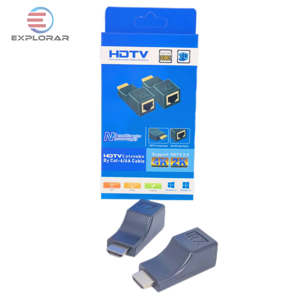 Adaptador Extensor Hdmi 30 Metros Via 1 Cabo De Rede Rj45 Cate 5E Cate ...