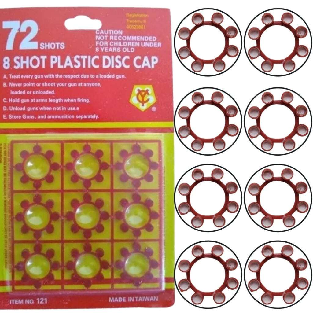 Kit com 5 Cartelas De Espoleta Para Revolver de brinquedo Tipo Rambo 72 ...