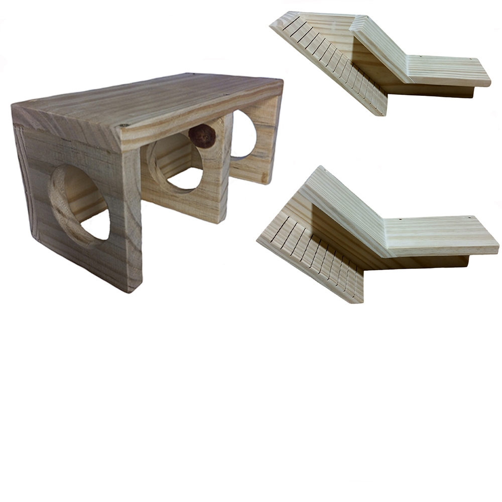 casinha toca túnel subterrâneo de madeira pinus para hamster, topolino ...