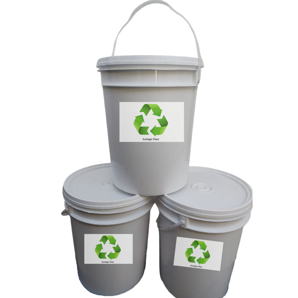 KIT 3 balde Com tampa 20 Litros Atoxico Branco com Alças Reforçadas ...