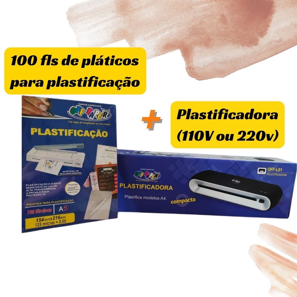 KIT - Plastificadora e Laminadora A4 + Plástico para Plastificação A5 ...