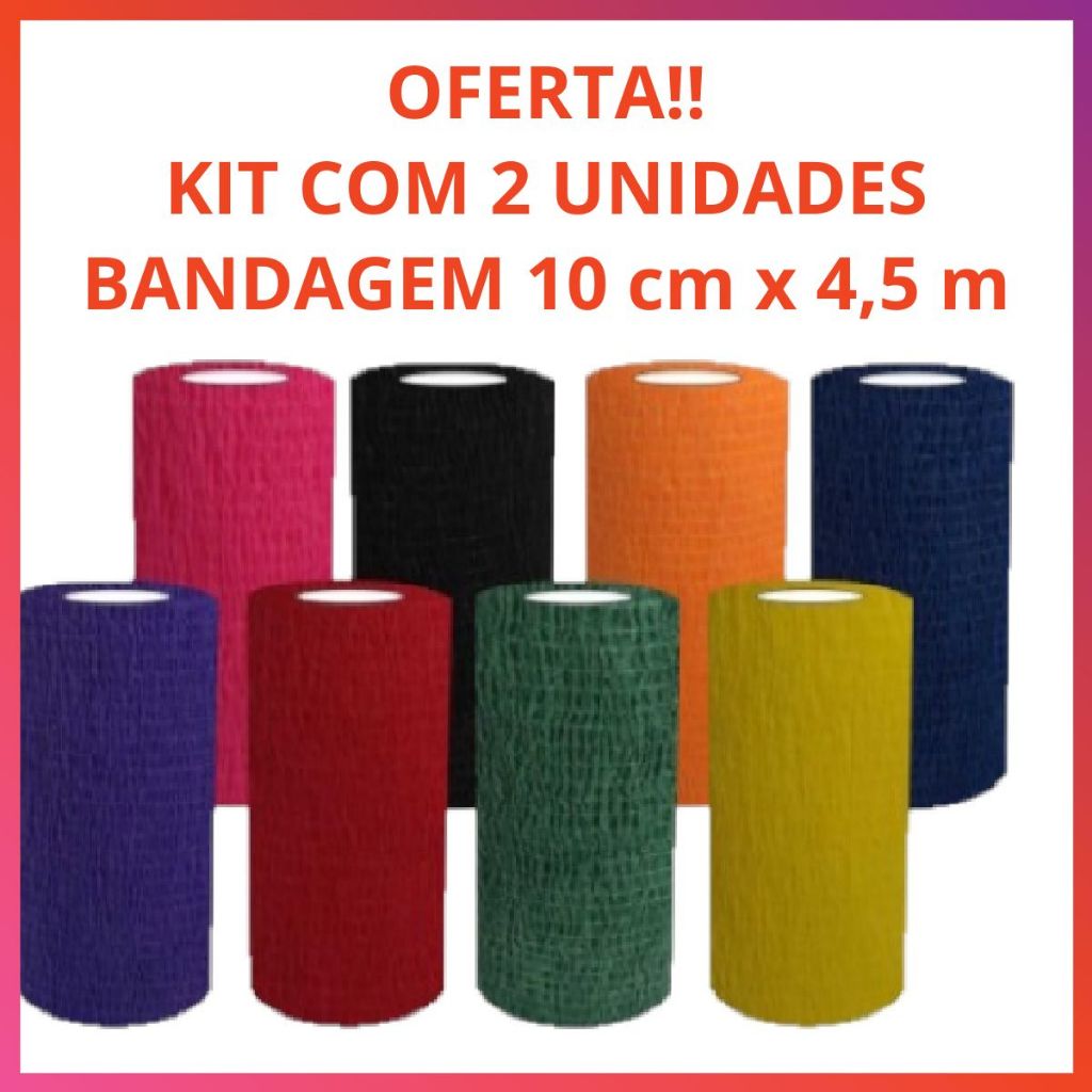 2 Unidades Bandagem Elástica Flexível Faixa Adesiva Atadura Auto Aderente Cuidado Pet 4,5m x ...