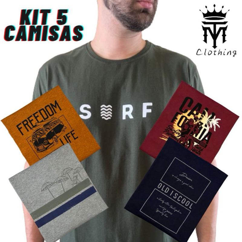 Kit 5 Camisas Lindas Plus Size G1 G2 G3 G4 G5 G6 G7 G8 G9 | Shopee Brasil