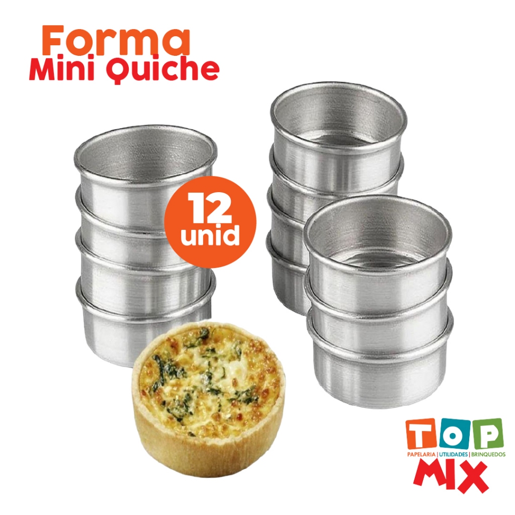 12 Forma mini quiche, metal, pão de mel, pão de queijo, quindim, doces ...