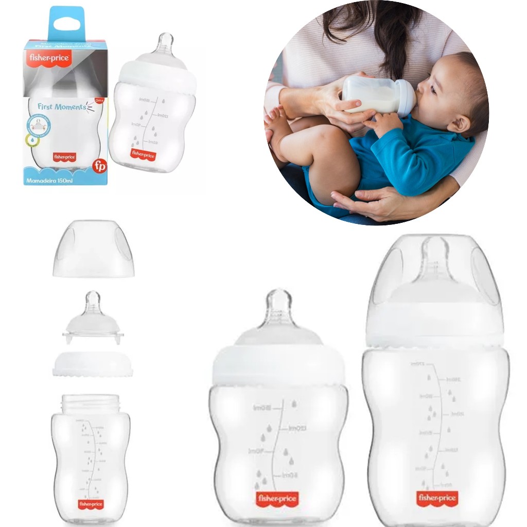 Kit 2 Mamadeiras First Moments 150 E 270ml Anticólica Branca | Shopee Brasil