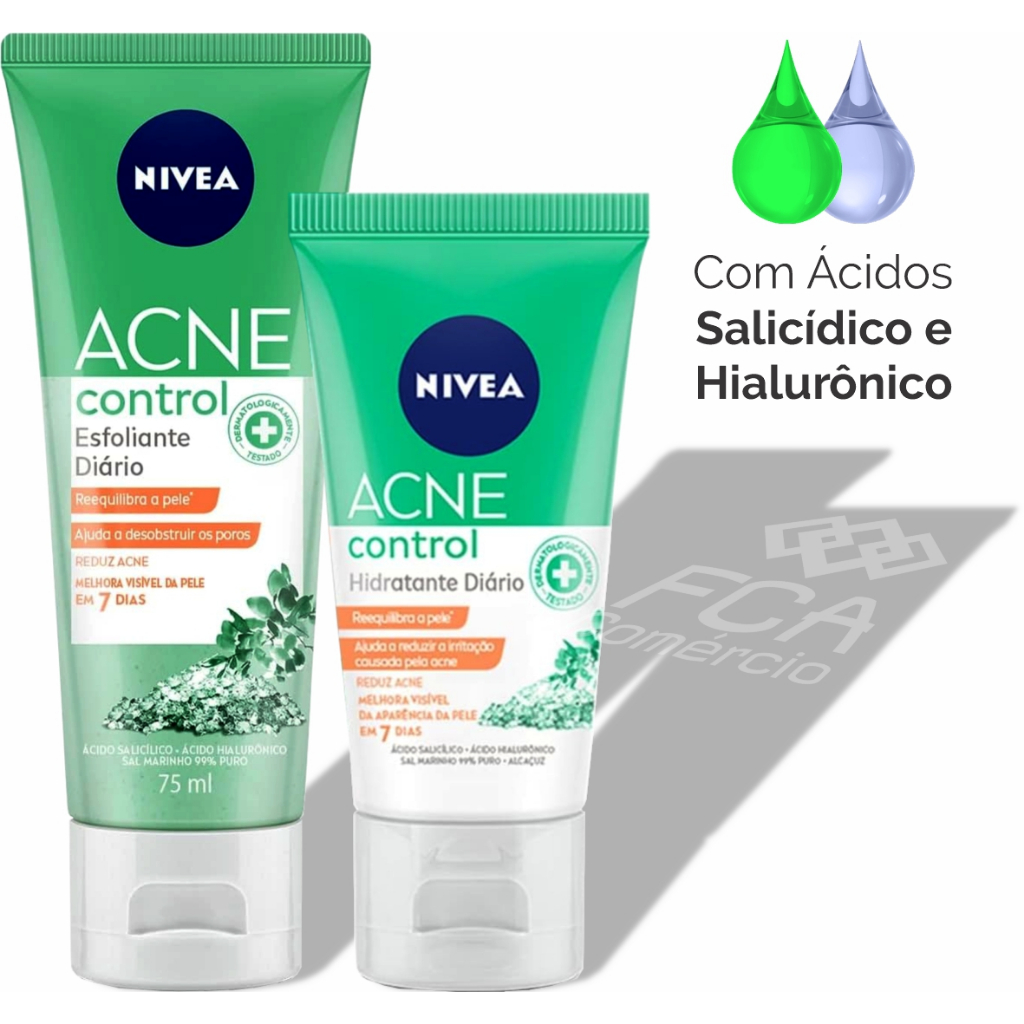 NIVEA Acne Control Esfoliante Facial 75ml e Hidratante Facial 50ml ...