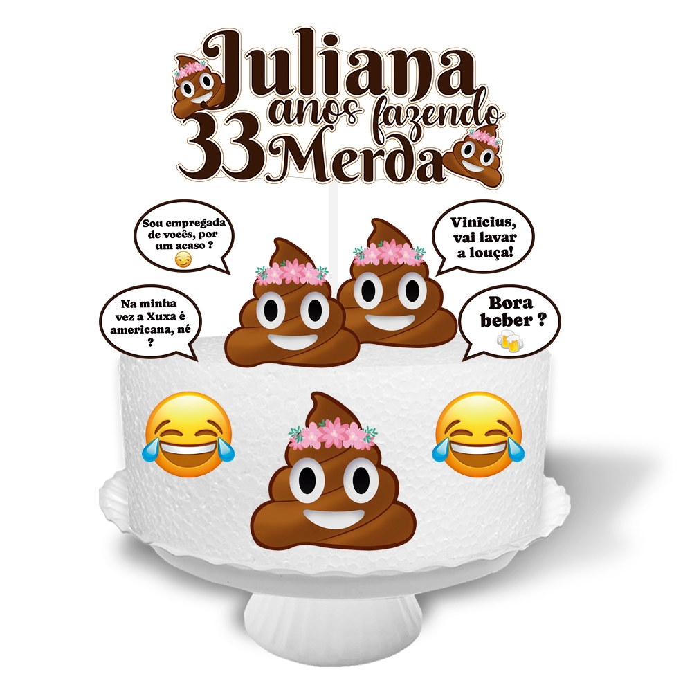 Topo Topper de Bolo Fazendo Merda | Shopee Brasil
