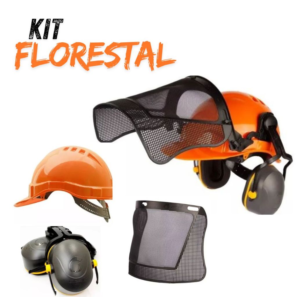 Kit Florestal Facial Capacete + Tela + Abafador P/ Roçadeira Libus Epi ...
