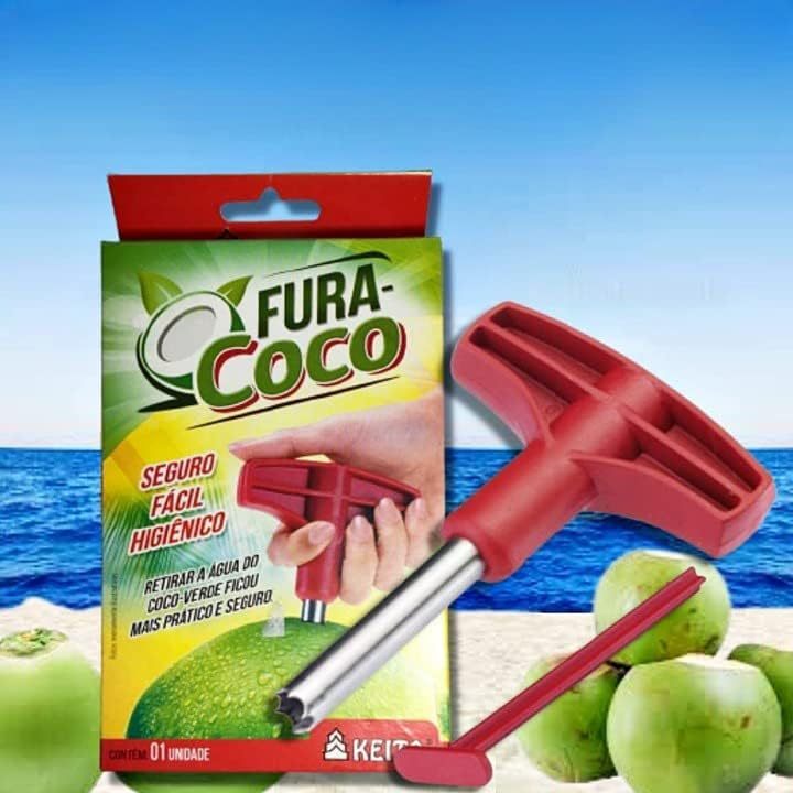 Fura Coco Abridor de Coco Furador Perfurador Manual Fácil Uso + Pacote ...