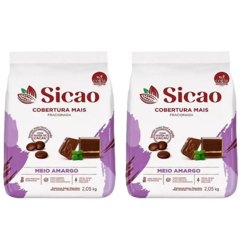 Kit 2 Chocolate Meio Amargo em Gotas Sicao Cobertura Fracionada 2,05 Kg | Shopee Brasil