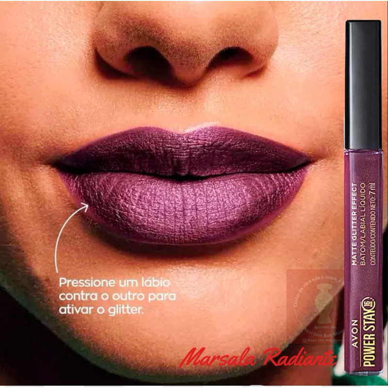 Batom Líquido Matte Glitter Effect Avon Power Stay - Marsala Radiante ...