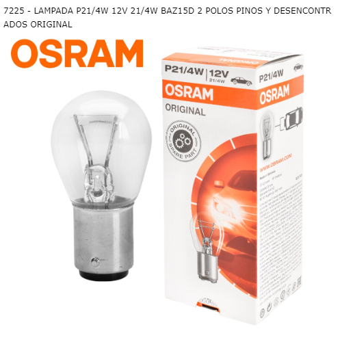 LAMPADA P21/4W 12V 21/4W BAZ15D 2 POLOS PINOS Y DESENCONTRADOS ORIGINAL ...