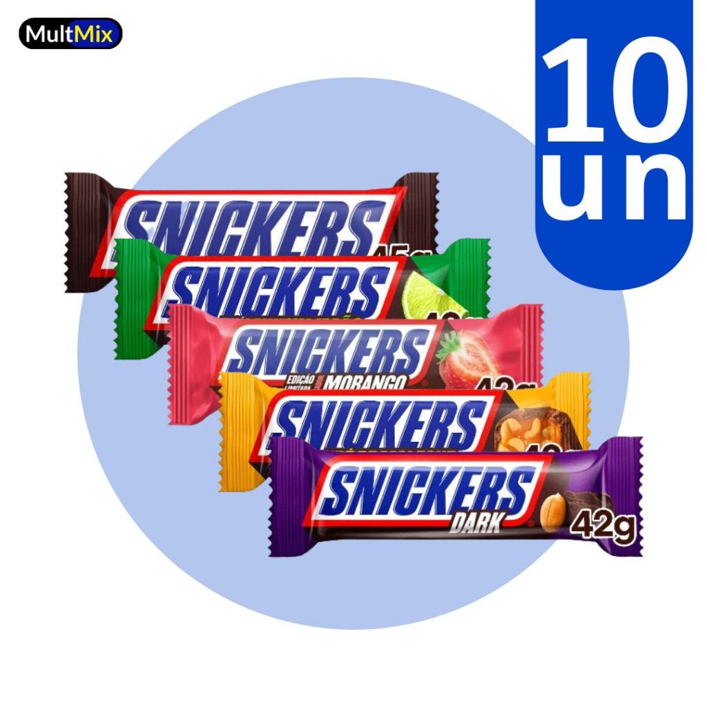 Kit 10 Unidades de Chocolate Snickers 42g - Escolha o Sabor | Shopee Brasil