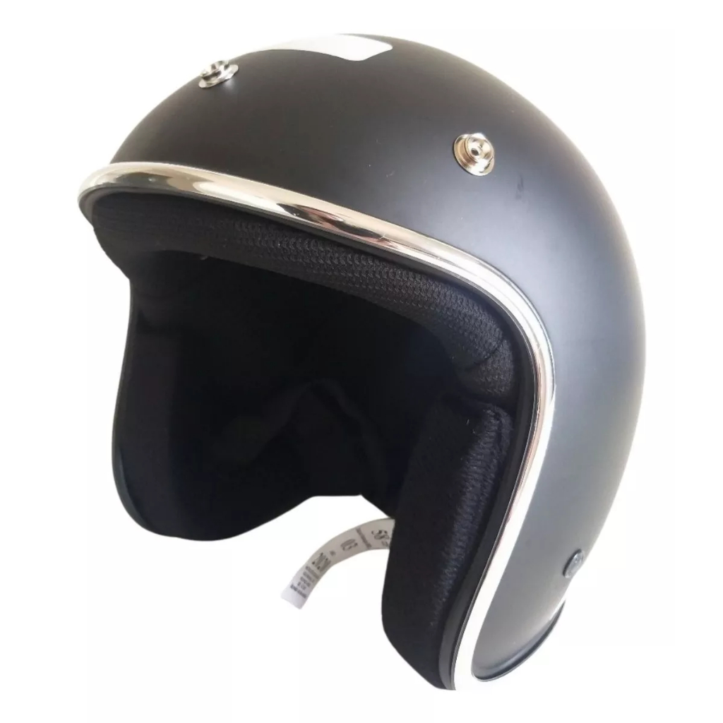 Capacete Vintage Aberto Chopper Bobber Racer Retro Preto Fosco Tamanho ...