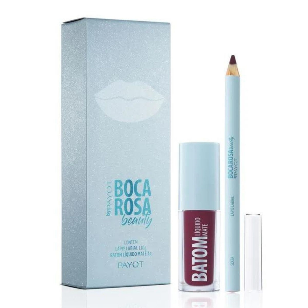KIT LABIAL BOCA ROSA BEAUTY BY PAYOT (BATOM LÍQUIDO + LAPIS DE CONTORNO ...