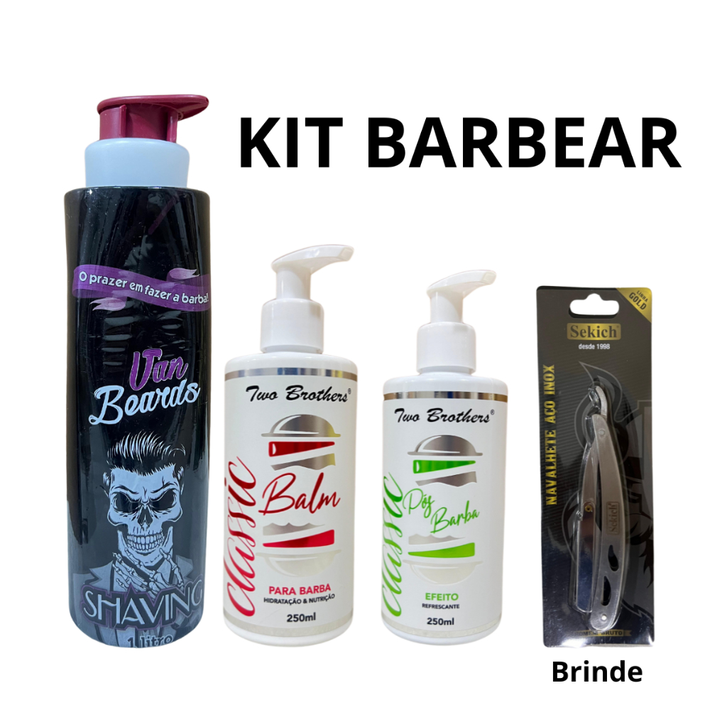 Kit Para Barbear Completo em casa Barbeiro Masculino Shaving + Balm ...