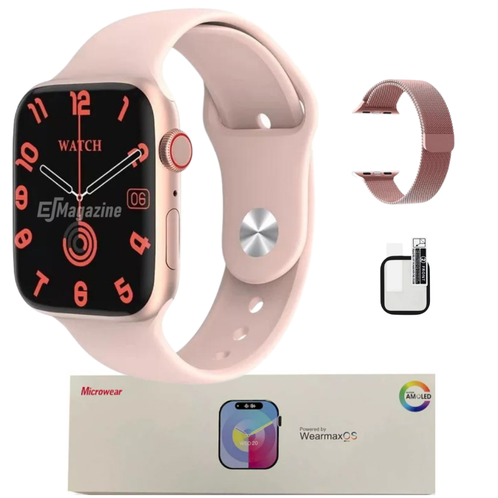 Smartwatch W99+ Plus Series 9 Rose Gold Com Pulseira Metal Milanese e ...
