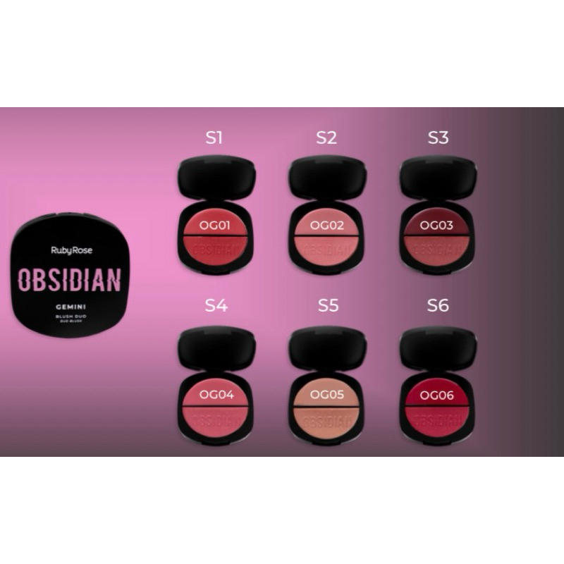 Duo de blush cremoso e cintilante Gemini Linha Obsidian RUBY ROSE | Shopee Brasil