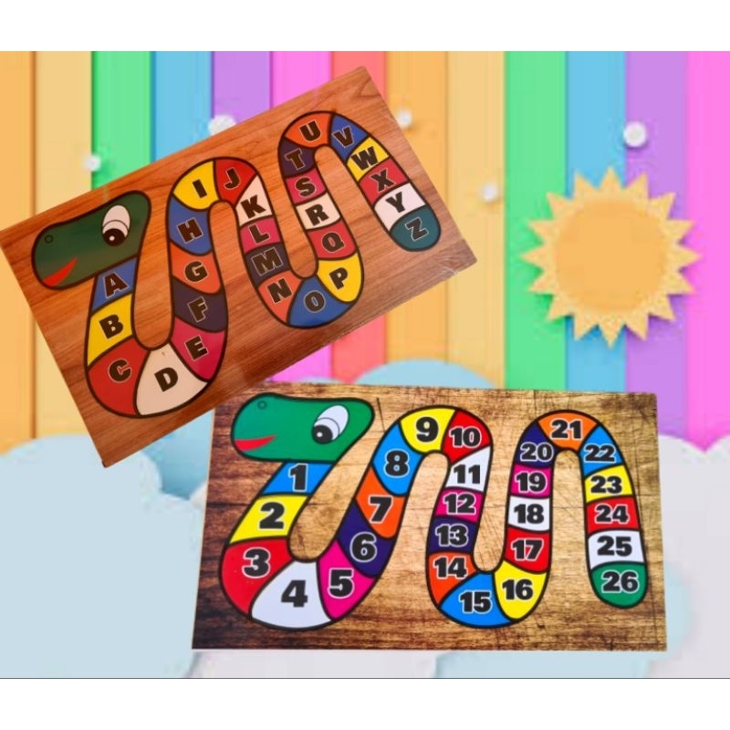 Brinquedo Pedagógico Alfabeto Minhoca Letras e Números Aprendizado MDF ...