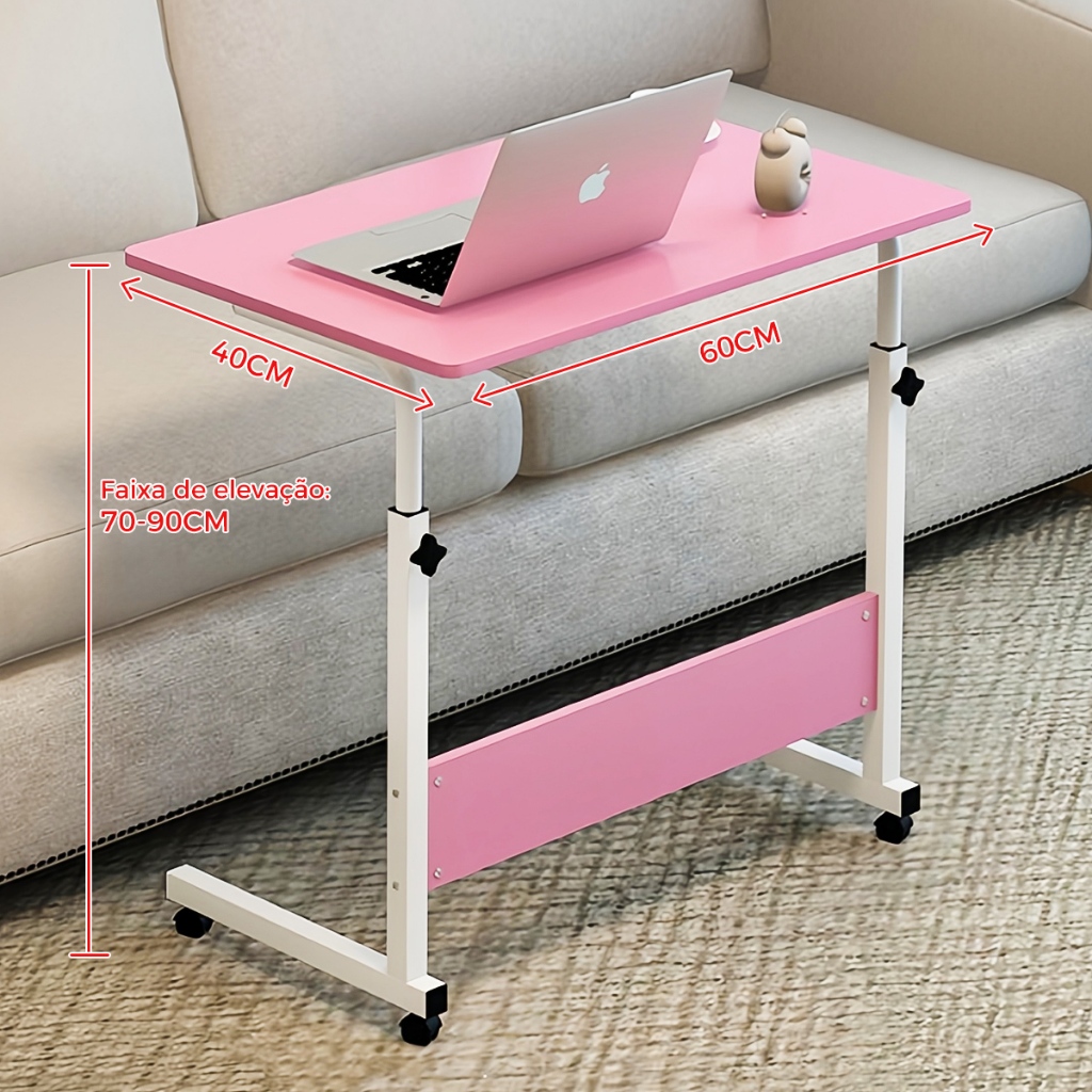 Mesa Mutiuso Mesinha Notebook Com Altura Regulavel e Rodinhas Tablet ...