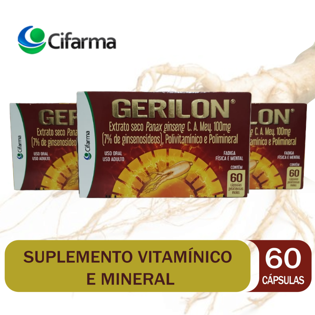 GERILON - SUPLEMENTO GINSENG, VITAMINAS E MINERAIS 100MG, 60 CÁPSULAS ...