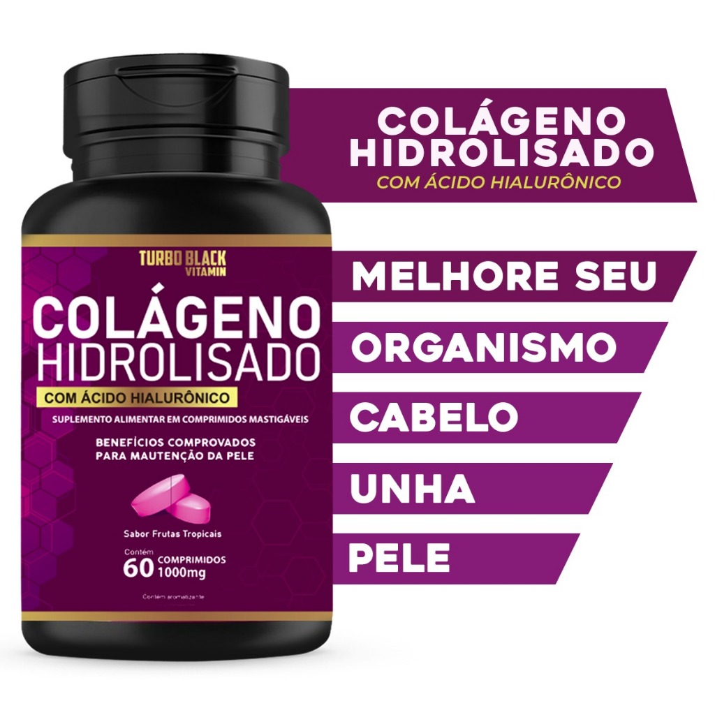 Colágeno para Pele Unhas e Cabelo Hidrolisado com Ácido Hialurônico ...