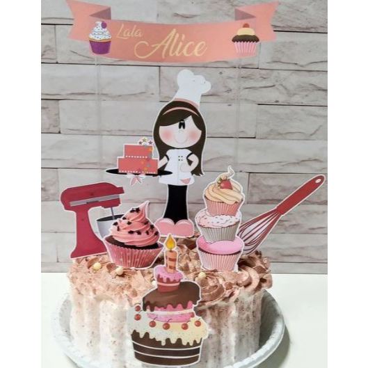 Topo Topper de bolo festa Personalizado com nome e idade Confeitaria ...