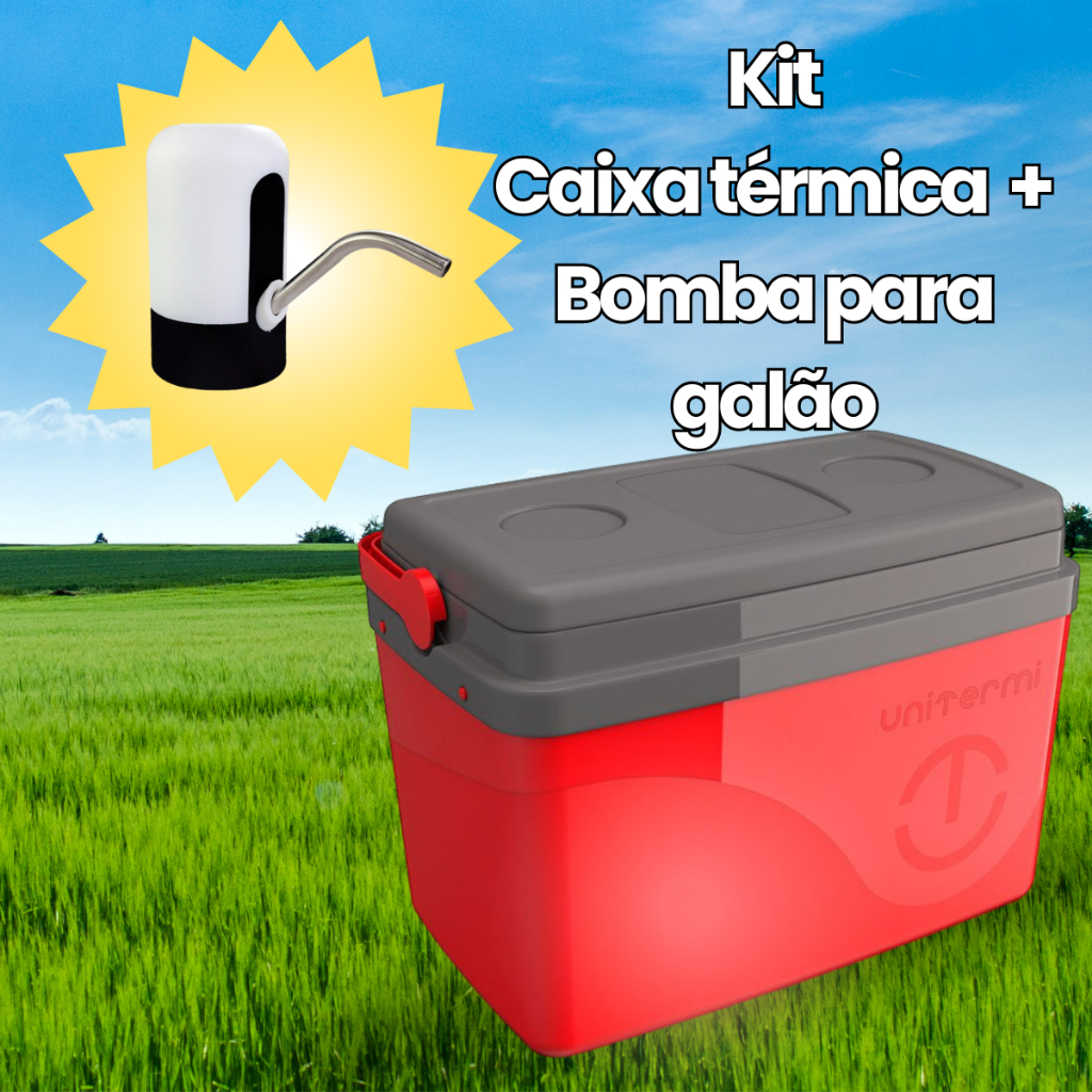 Kit Caixa Térmica Cooler Chopp Cerveja Suco Térmica 15 litros + Bomba ...