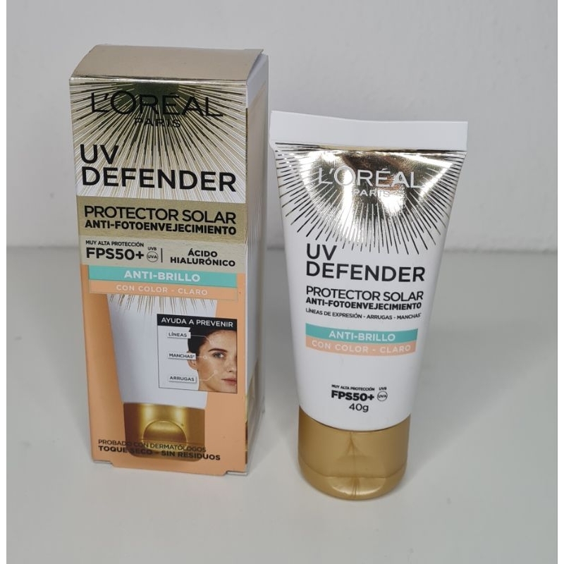 Protetor Solar L’Oréal Paris UV Defender FPS50+ Anti brillo 40g cor clara | Shopee Brasil
