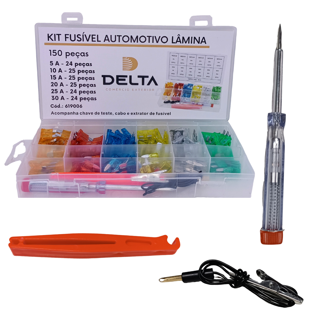 Kit 150 Fusivel Autotivo Lamina Varias Medidas E Amperes Medio Mini ...