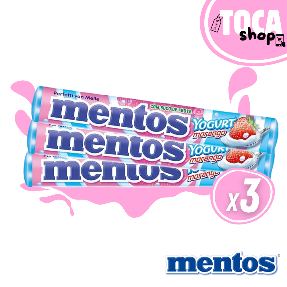 Bala Drops Mentos Stick - 37,5g - Sabor Morango/Iogurte - 3 unidades ...