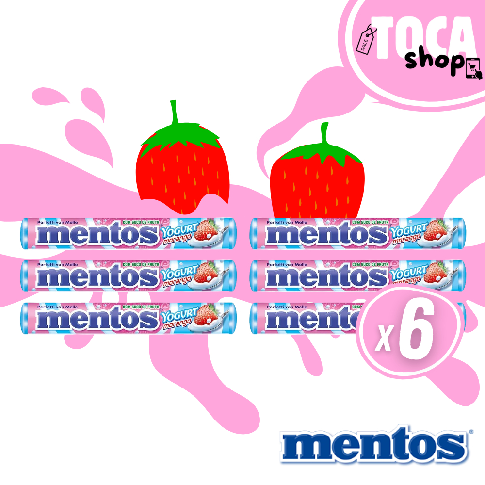 Bala Drops Mentos Stick - 37,5g - Sabor Morango/Iogurte - 6 unidades ...
