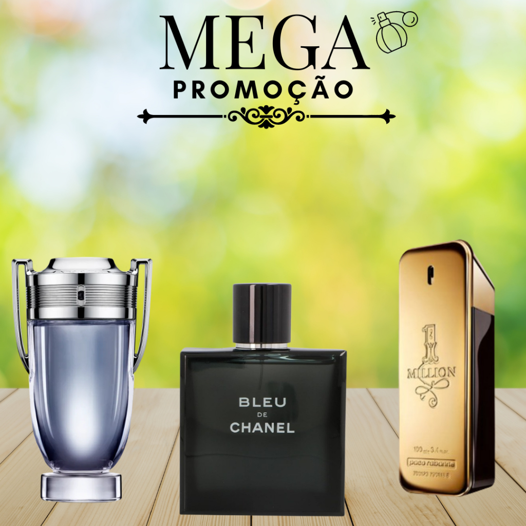 Conjunto 3 perfumes: Invictus, 1 Million, Bleu de Chanel, envio ...