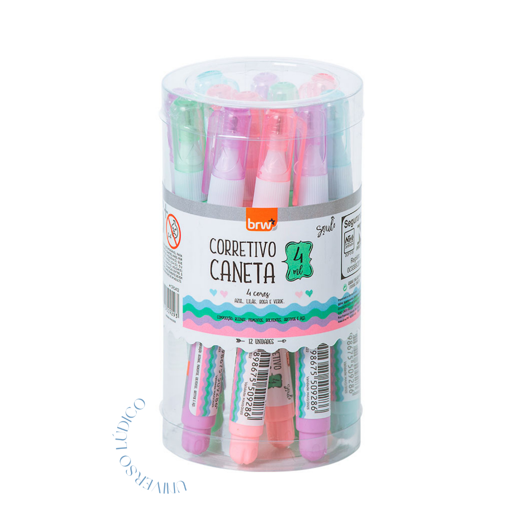 Corretivo Caneta Mini 4ml BRW - Corretivo Escolar Divertido | Shopee Brasil