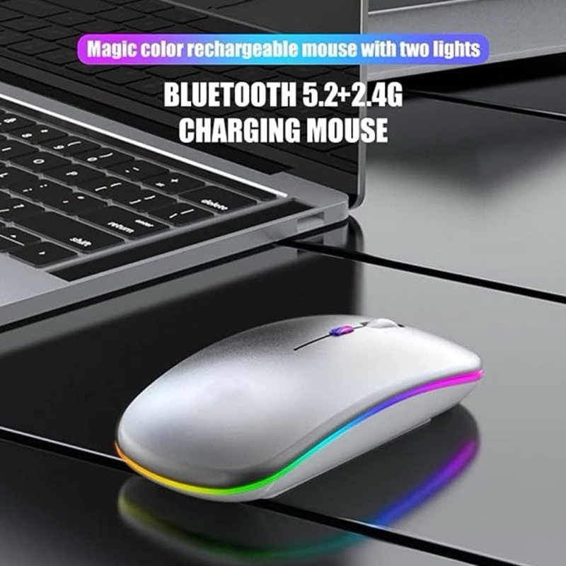 Mouse Sem Fio Wireless Com Bateria Interna Recarregavel 2,4 Ghz Led RGB Home Office | Shopee Brasil