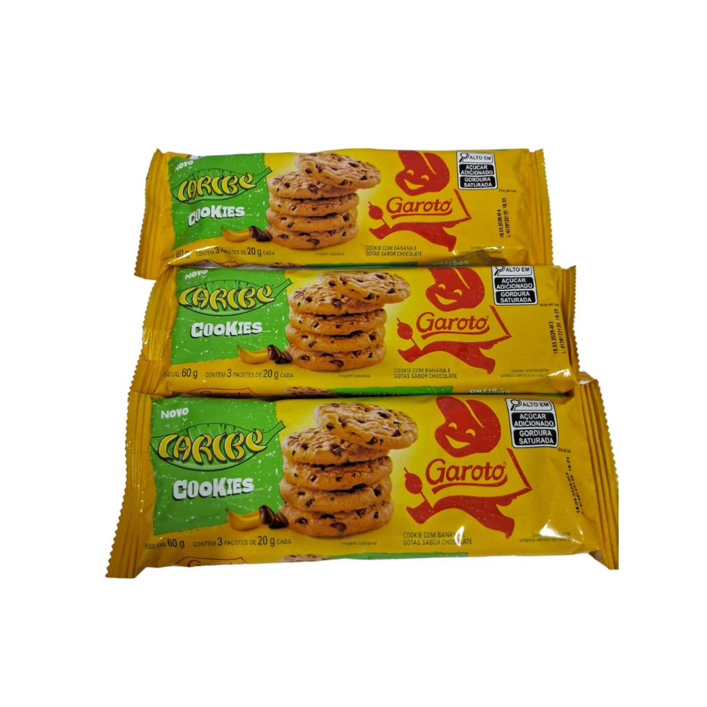 Kit Garoto Cookies Caribe - 03x unidades | Shopee Brasil