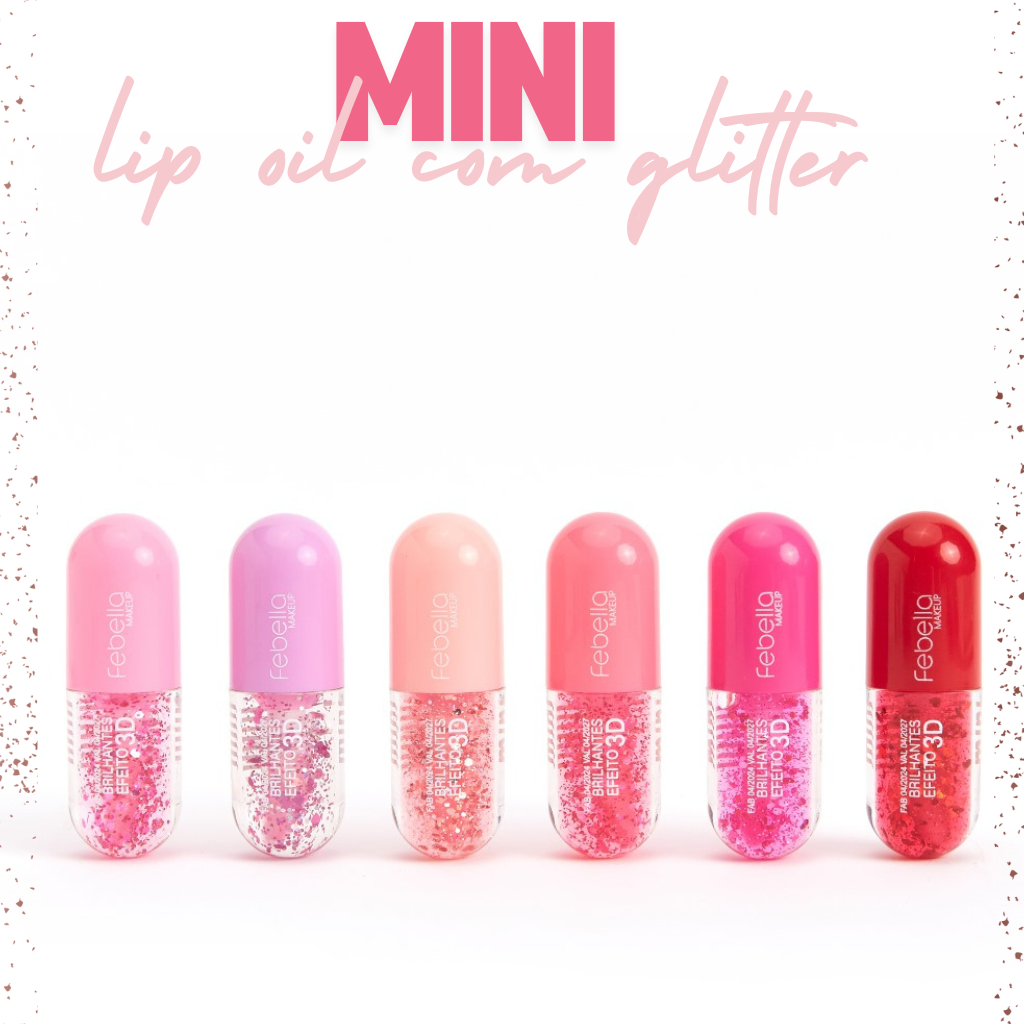 Mini Lip Oil Gloss com Glitter, Efeito 3D, 2 UNIDADES Cheirinho Doce na ...